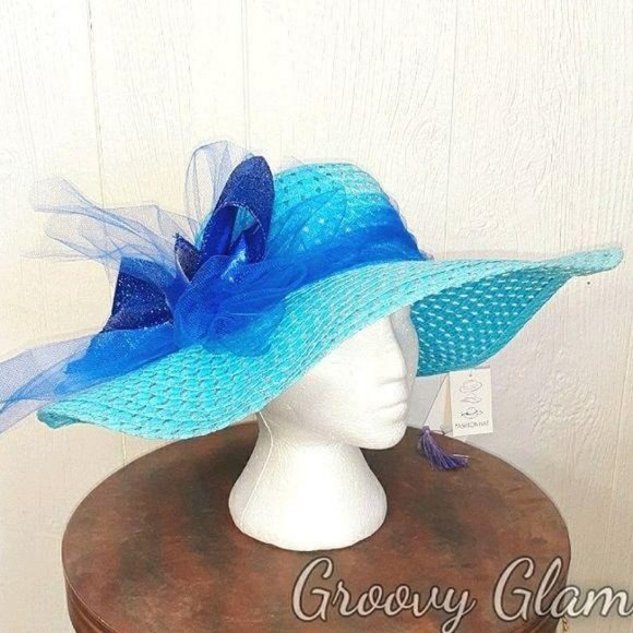 Groovy Glam | Accessories | Groovy Glam Blue Hand Crafted Wide Brim ...